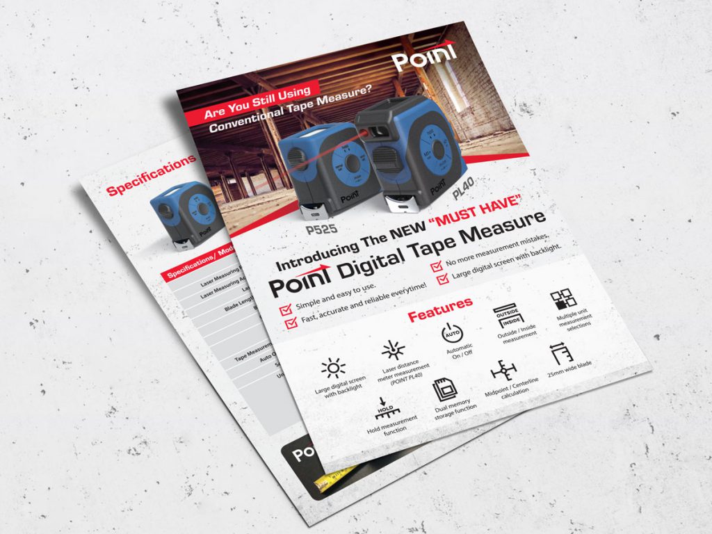 Point P525 and PL40 Digital Tape Measure Flyer Design – Wilfred Tan ...