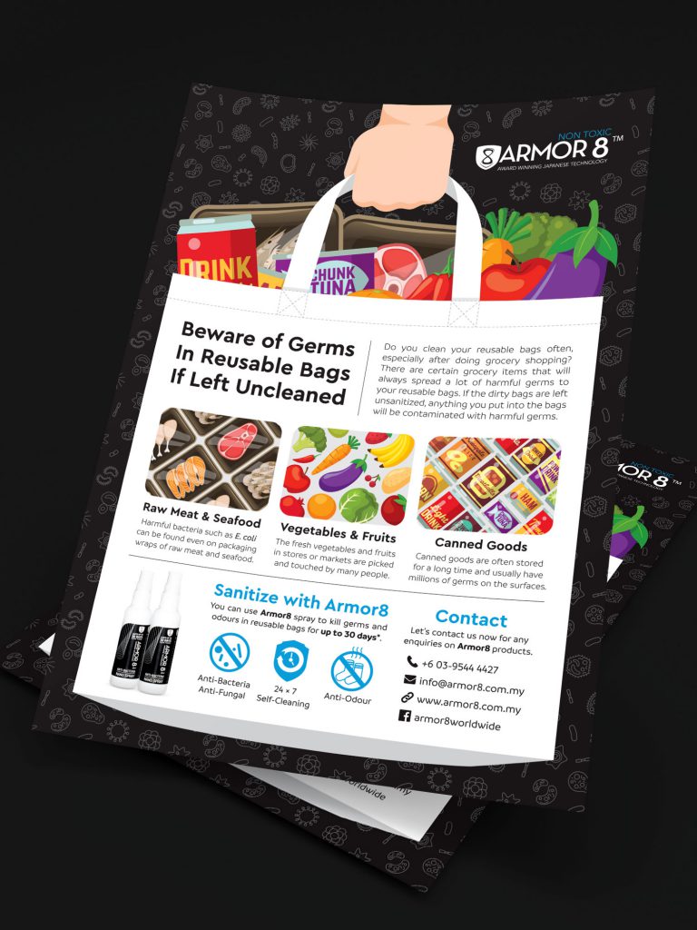 Beware of Germs in Reusable Bags Flyer Design – Wilfred Tan | Graphic ...
